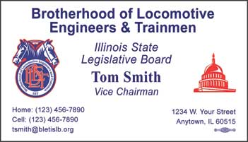 Order Union-Printed Business Cards for Brotherhood of Locomotive ...