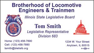 Order Union-Printed Business Cards for Brotherhood of Locomotive ...